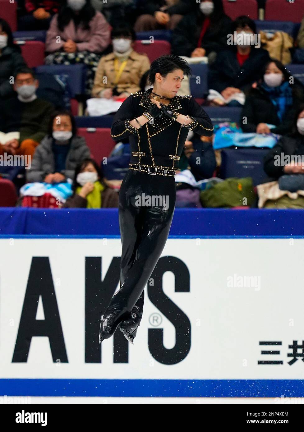 Japanese figure skater Yuzuru Hanyu performs during men's short program ...