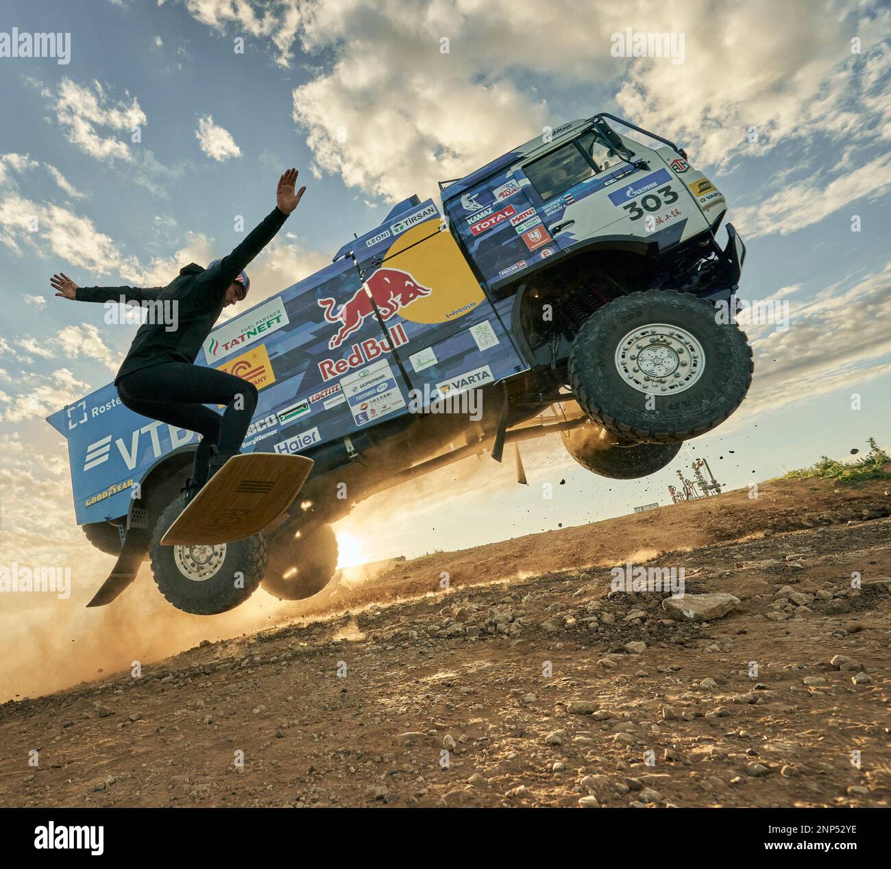 Russian wakeboarding star Nikita Martyanov and KAMAZ-Master team driver ...