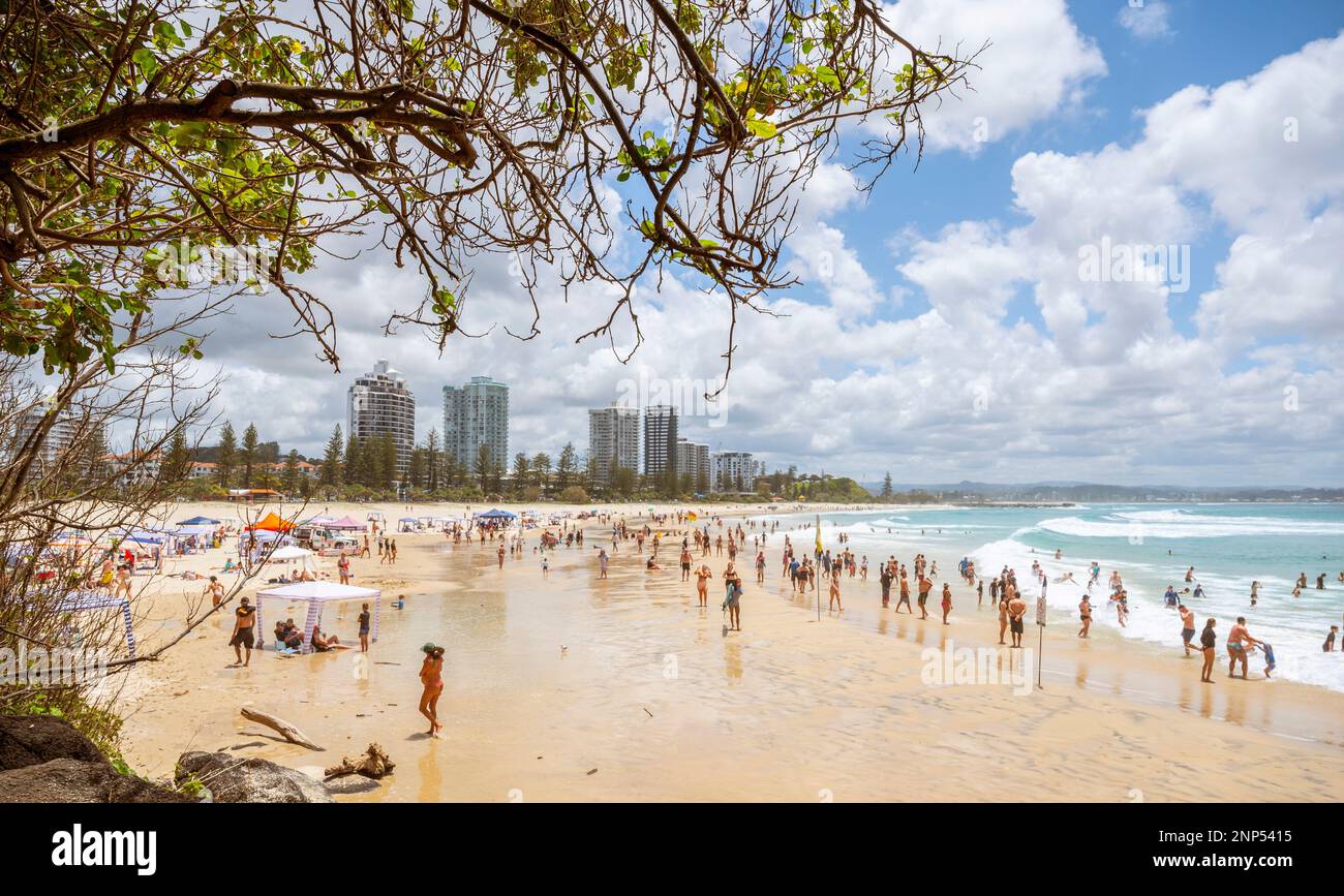 Beach at Coolangatta, gold coast, queensland, australia Stock Photo - Alamy