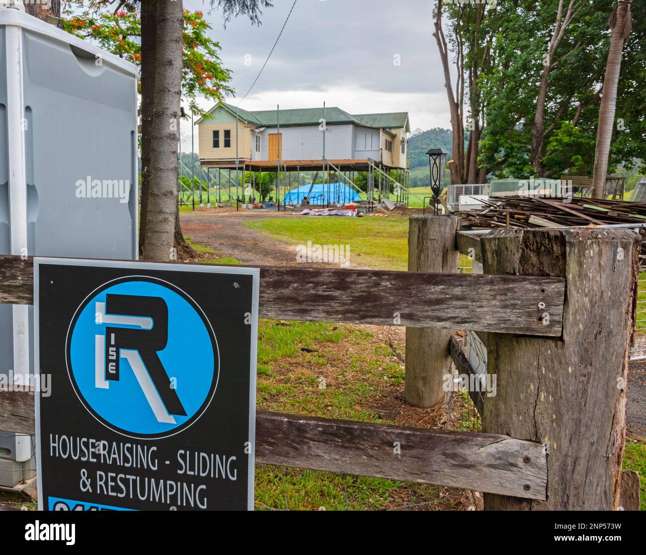 Flood effected house being raised on stilts near murwillumbah, new ...