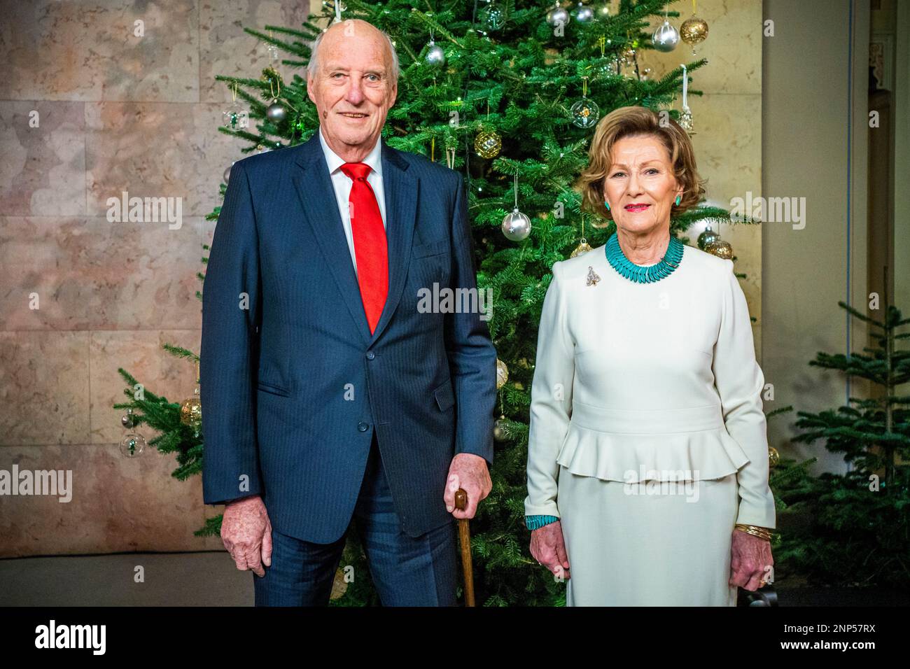 The Norway royal family from left, King Harald and Queen Sonja, pose ...