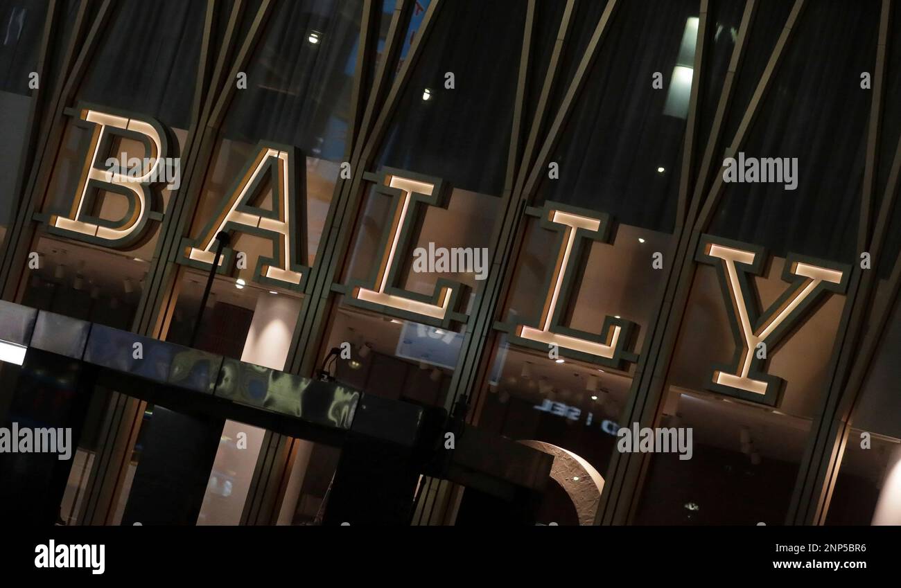 The logo of Bally is seen at Ginza district in Chuo Ward, Tokyo on ...