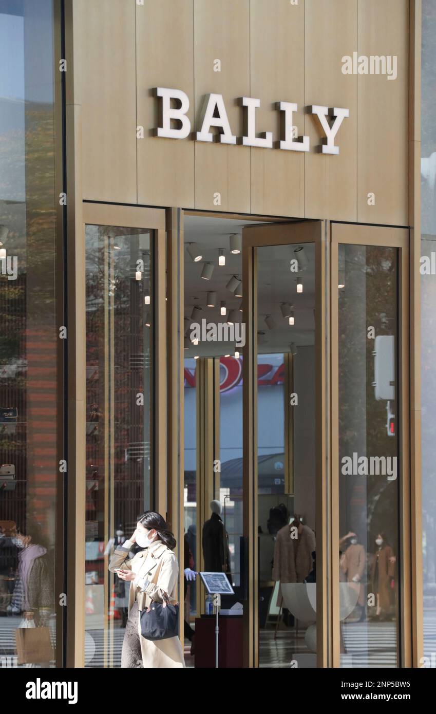 The logo of Bally is seen at Ginza district in Chuo Ward, Tokyo on ...