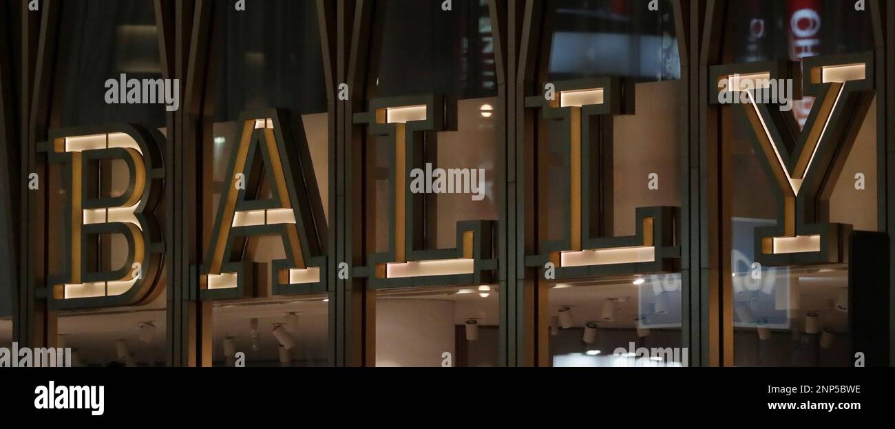 The logo of Bally is seen at Ginza district in Chuo Ward, Tokyo on ...