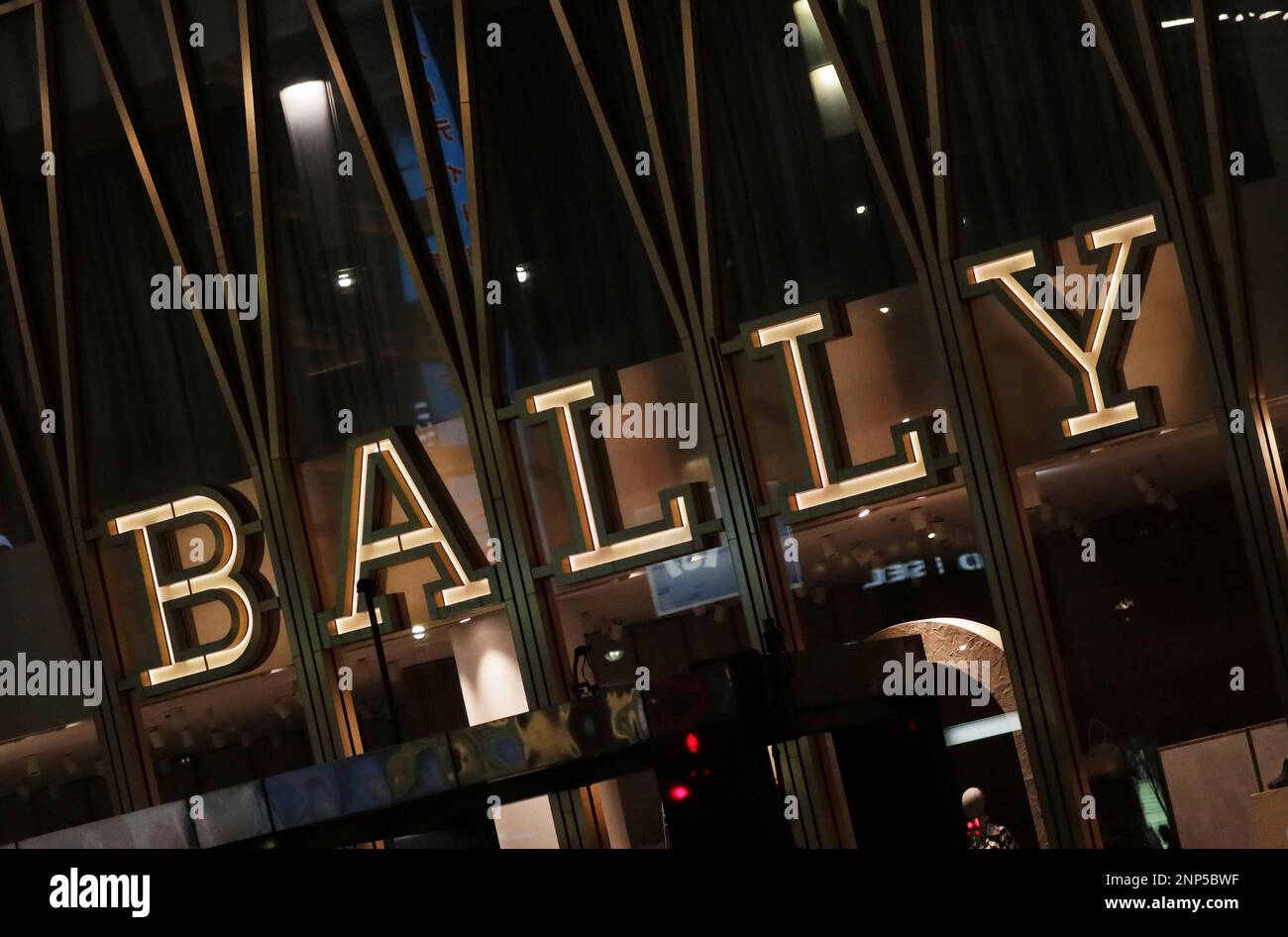 The logo of Bally is seen at Ginza district in Chuo Ward, Tokyo on ...