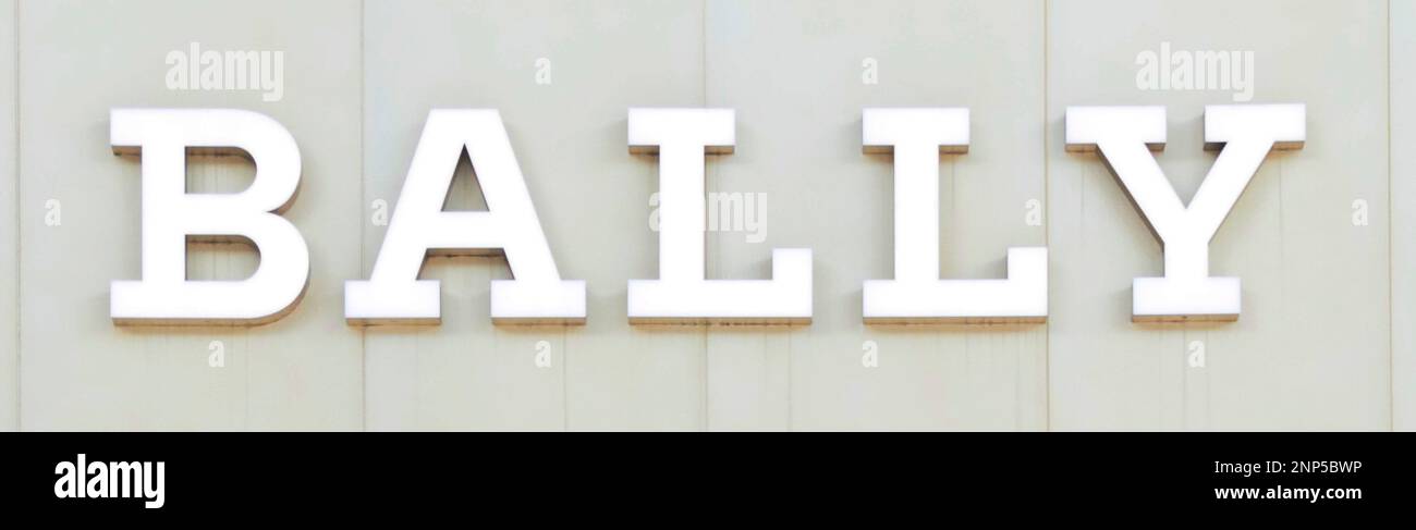 The logo of Bally is seen at Ginza district in Chuo Ward, Tokyo on ...
