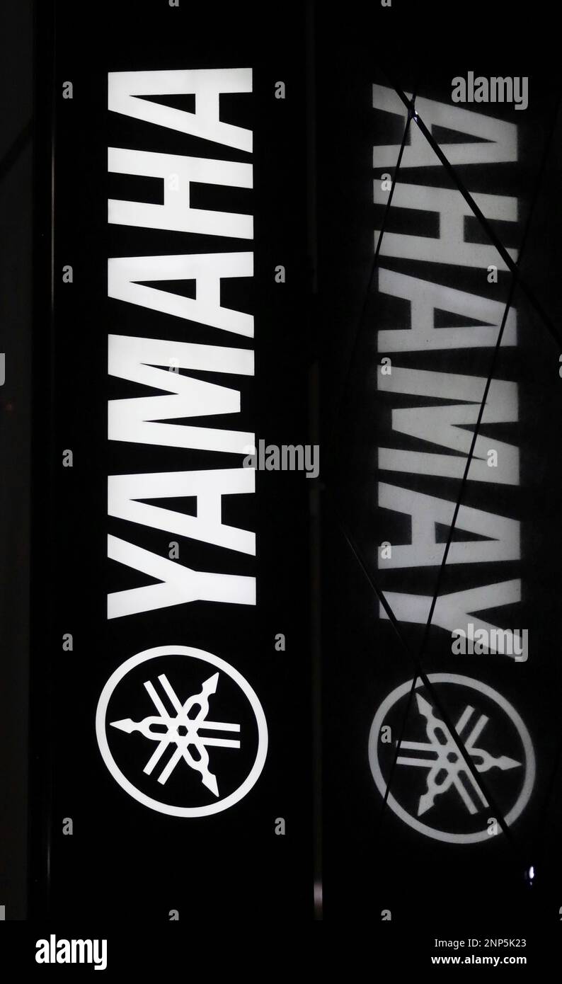The logo of Yamaha Corporation is seen at Ginza district in Chuo Ward ...