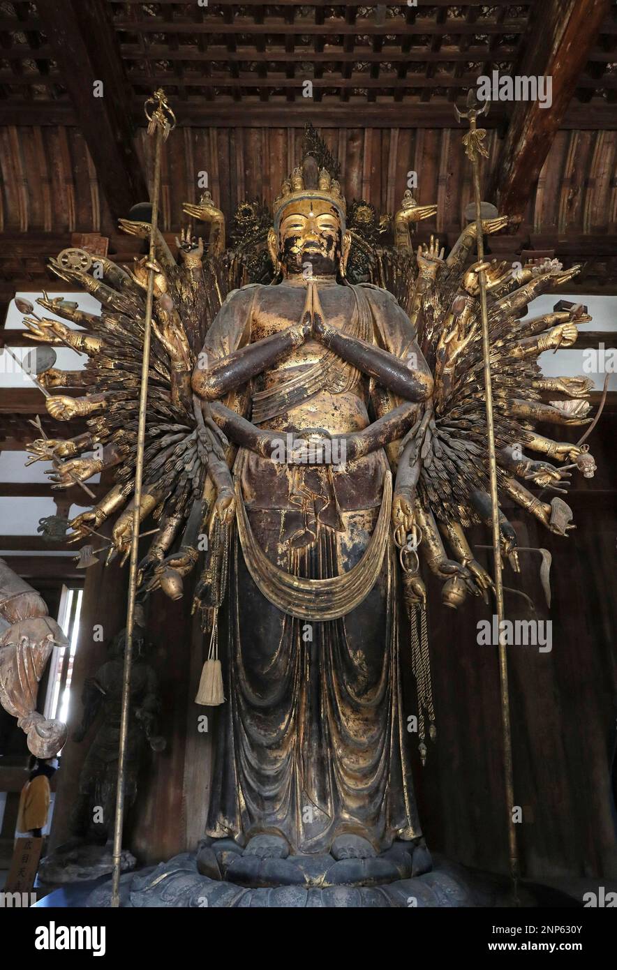 A picture taken on Dec. 15,2020 shows a standing statue of Senju Kannon ...