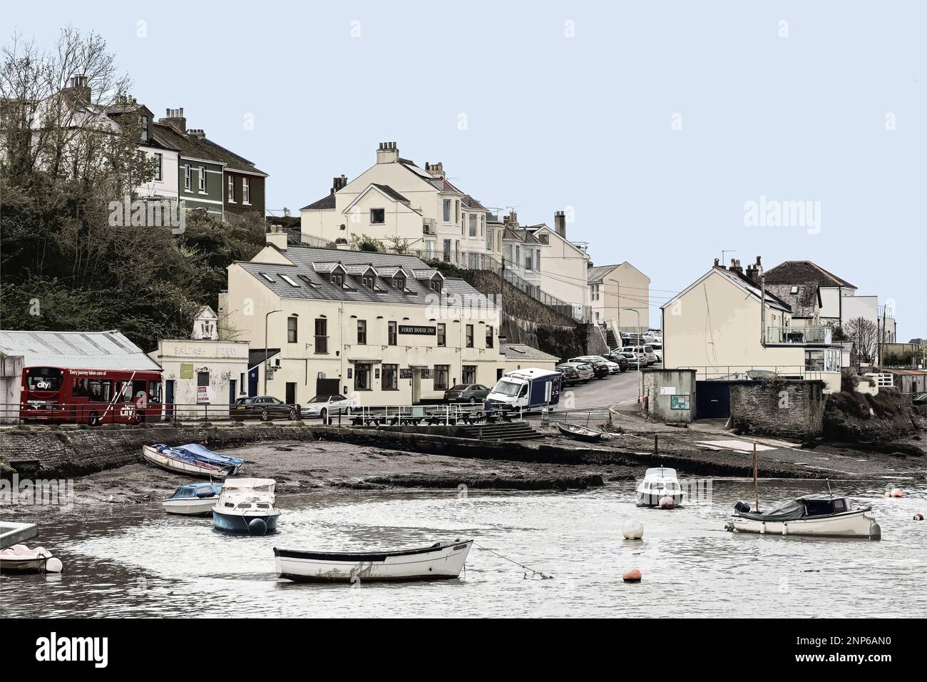 Photo illustration of the Ferry House Inn at Saltash Passage beside the ...