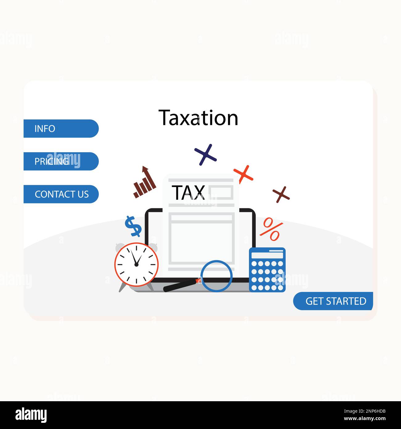 Taxation landing page, online service contact with financial department ...