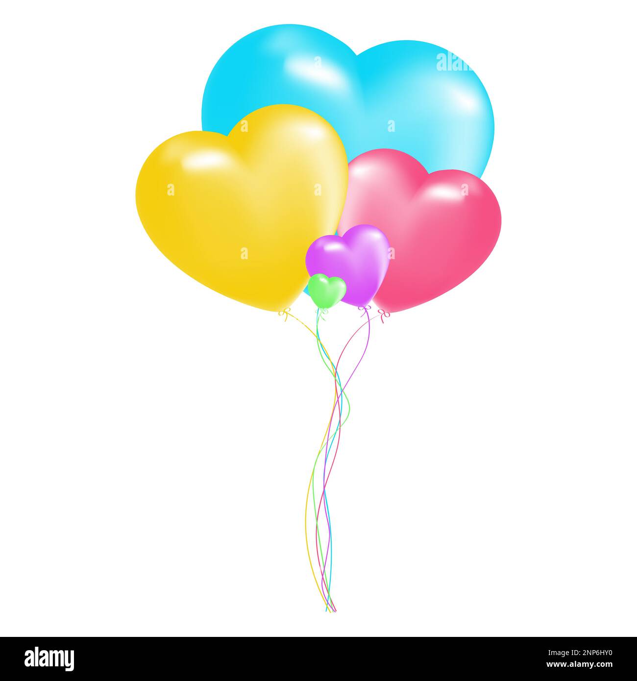 Festive color balloons. Vector illustration. 3D red hearts with place ...