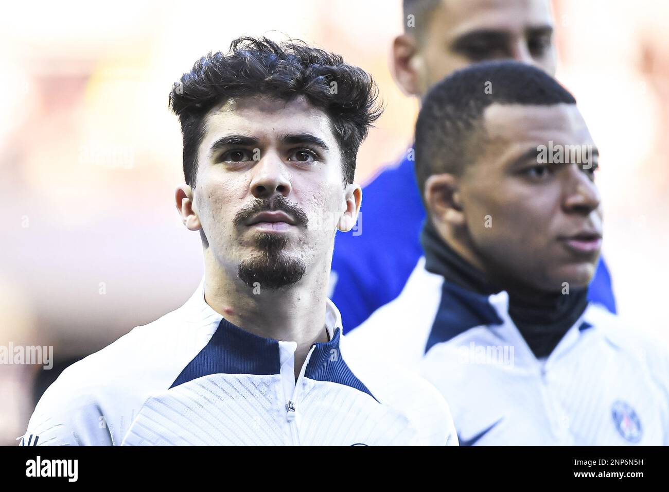 Vitor Machado Ferreira (Vitinha) and Kylian Mbappe during the public ...