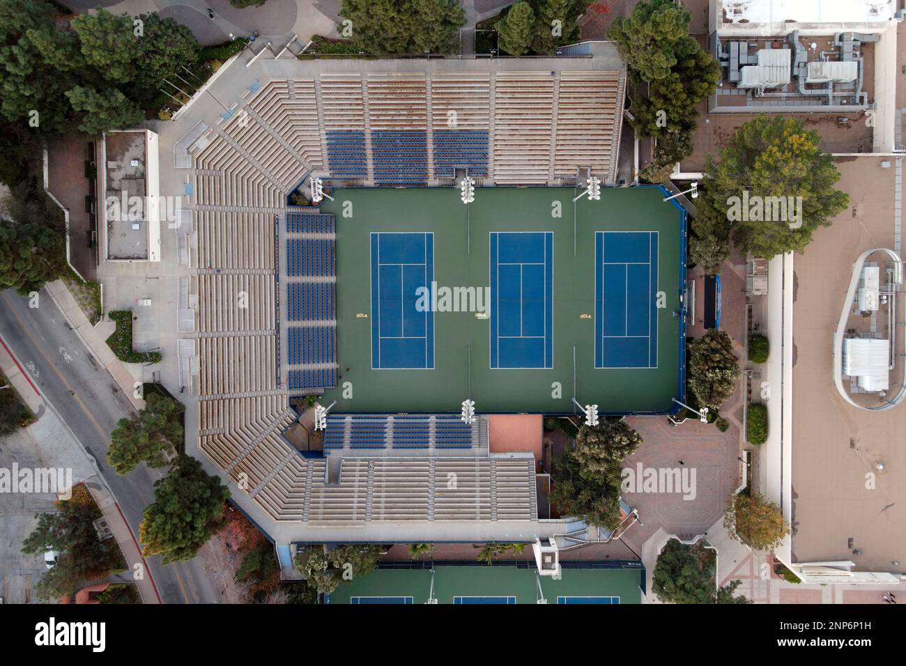 General overall aerial view of the Los Angeles Tennis Center on the ...