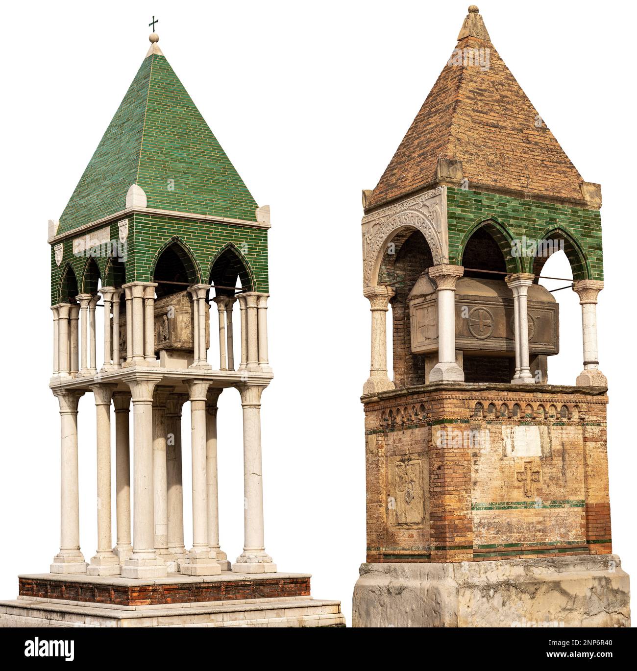 Medieval Tombs in Bologna downtown, isolated on white background ...
