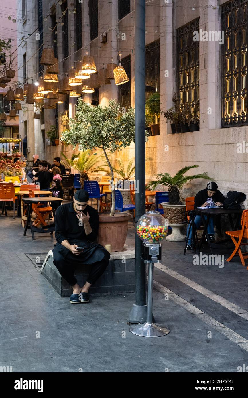 Amman, Jordan - October 23 2022: Arabian Man Smoking a Cigarette and ...