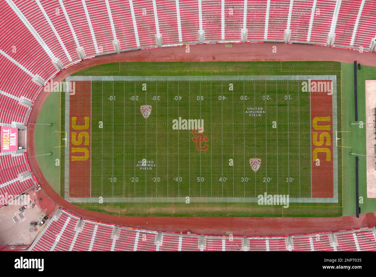 A general view of the Los Angeles Memorial Coliseum football field ...
