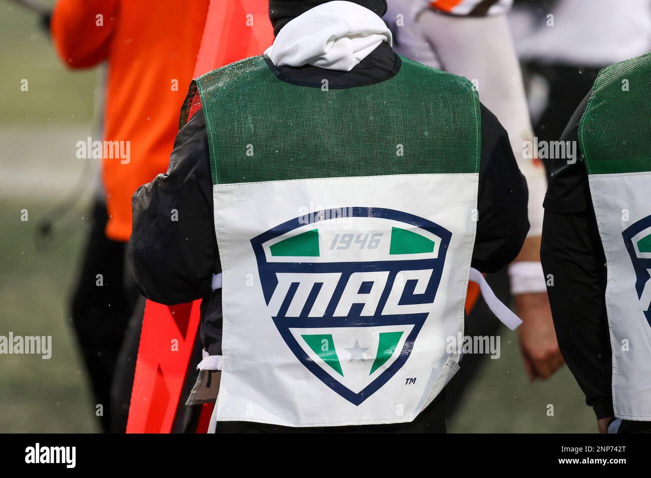 AKRON, OH - DECEMBER 05: The Mid-American Conference logo on the vest ...