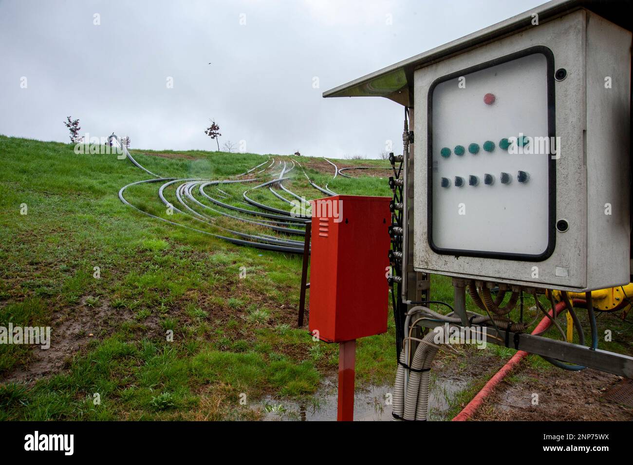 Gas production and distribution pipes. Gas pipeline and methane ...