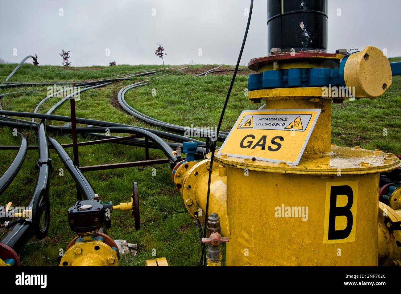 Gas production and distribution pipes. Gas pipeline and methane ...