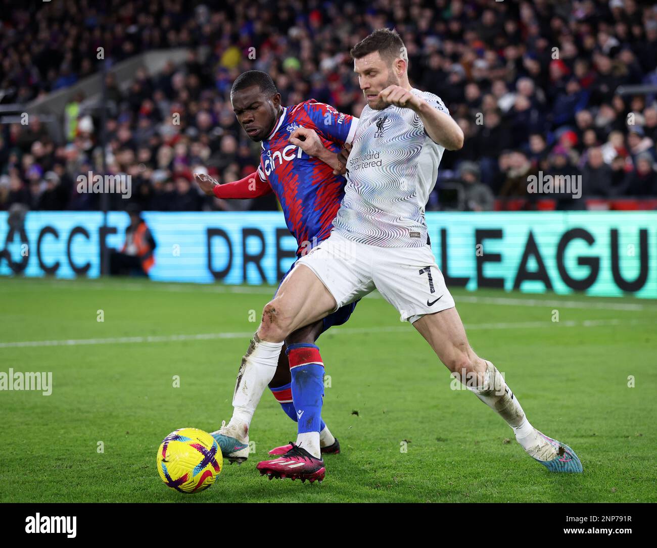 London, England, 25th February 2023. Tyrick Mitchell of Crystal Palace ...