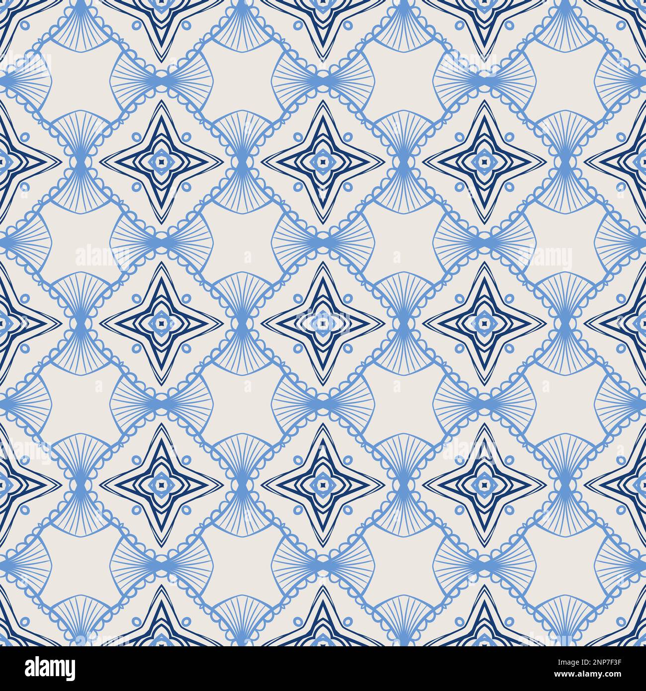 Vintage tile pattern. Seamless blue and white background with flower ...