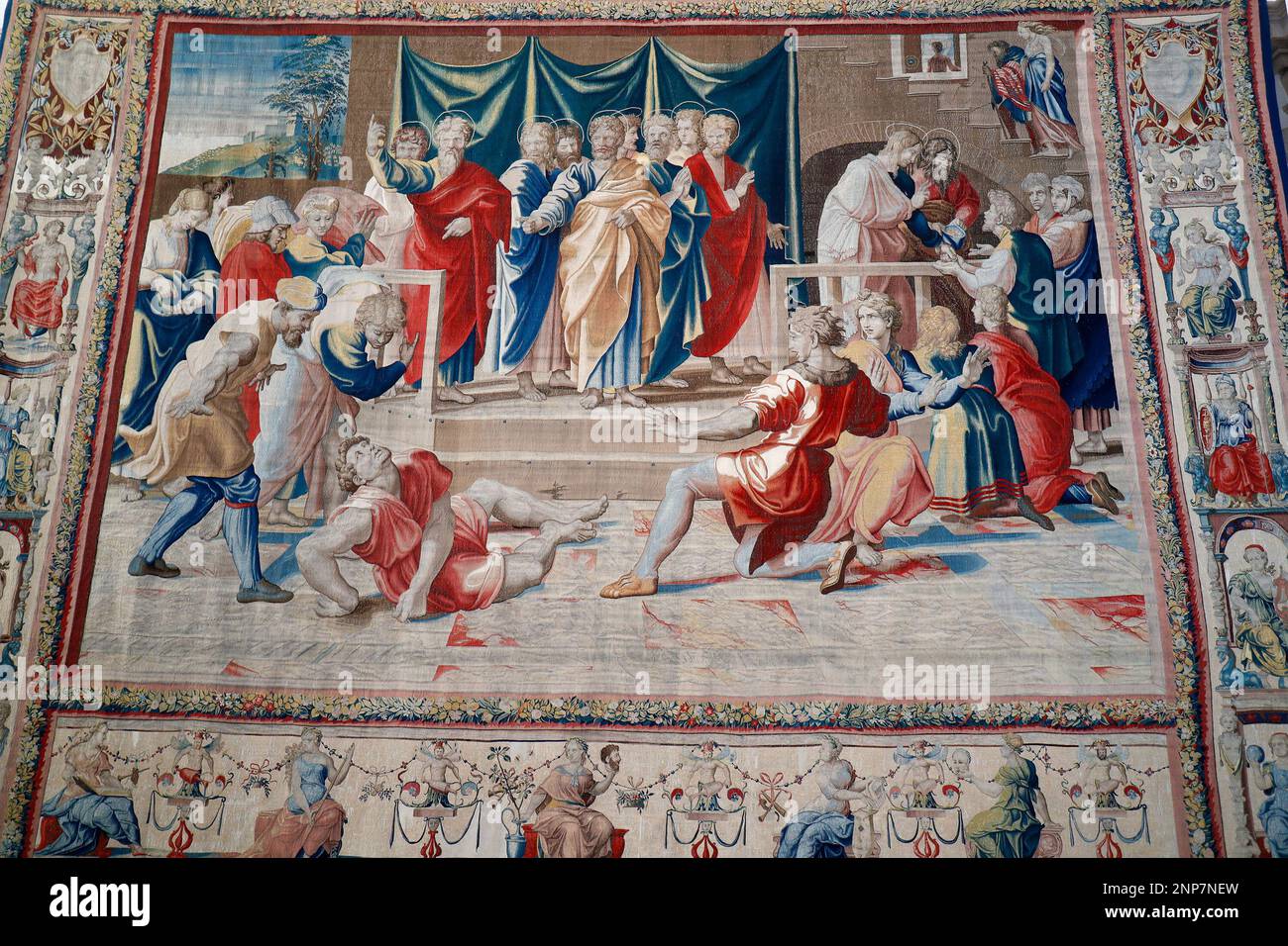 The tapestry 'The death of Ananias', which is part of the temporary ...