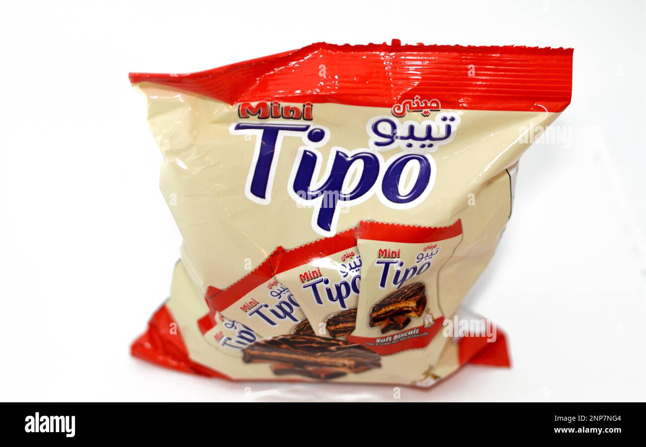 Cairo, Egypt, February 10 2023: El Shamadan Tipo Biscuits filled and ...
