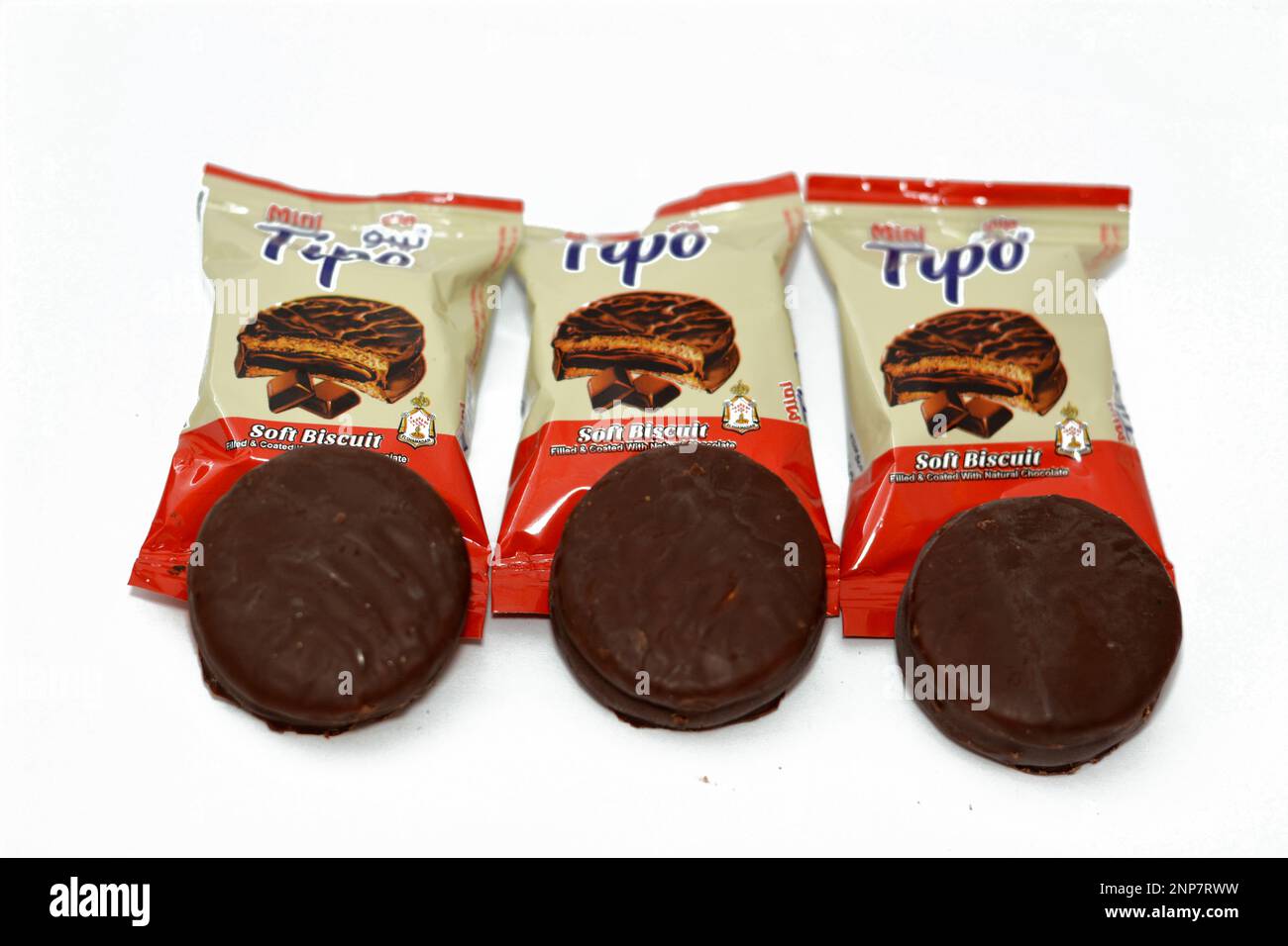 Cairo, Egypt, February 10 2023: El Shamadan Tipo Biscuits filled and ...