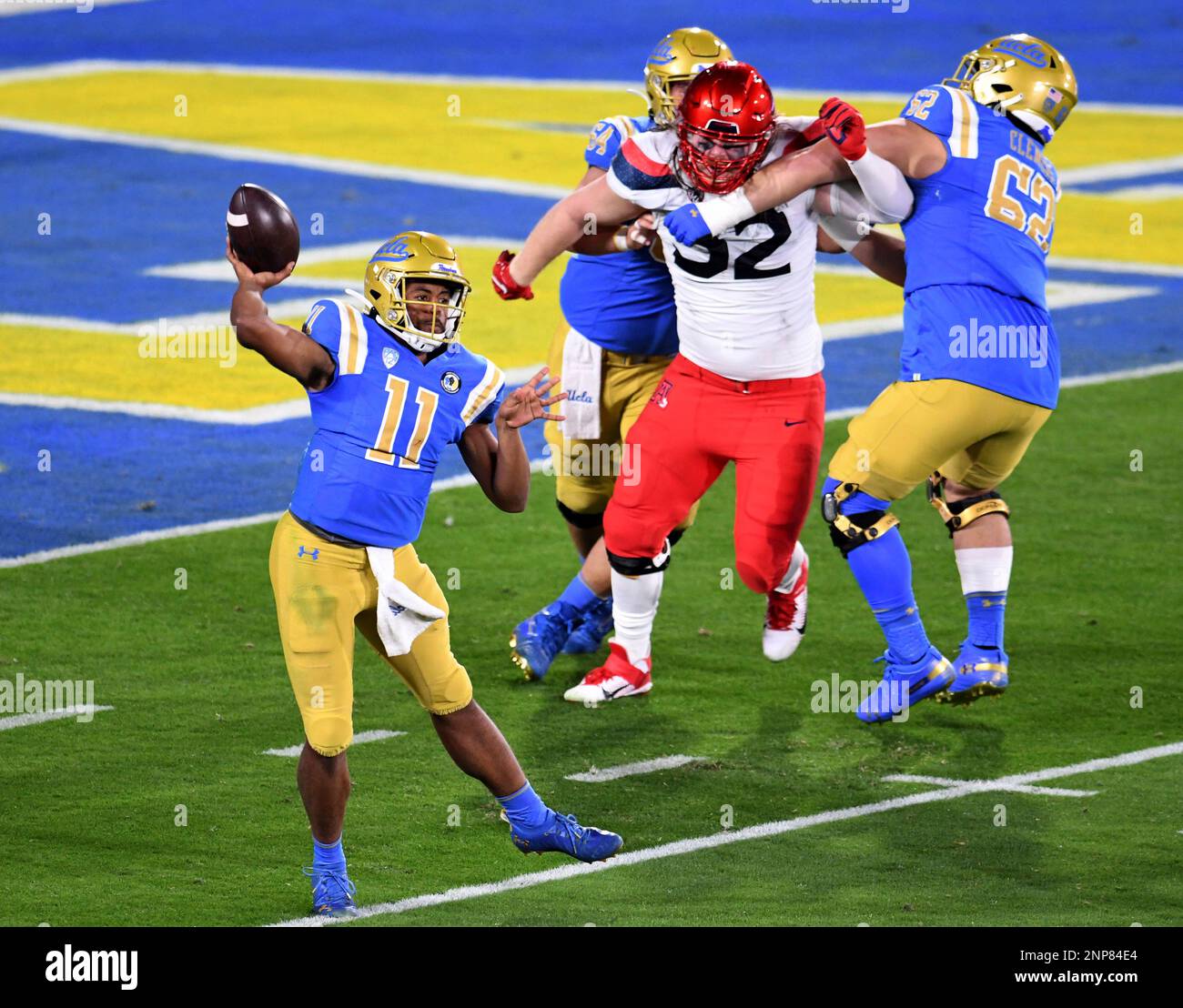 UCLA quarterback Chase Griffin throws a pass against Arizona during the ...