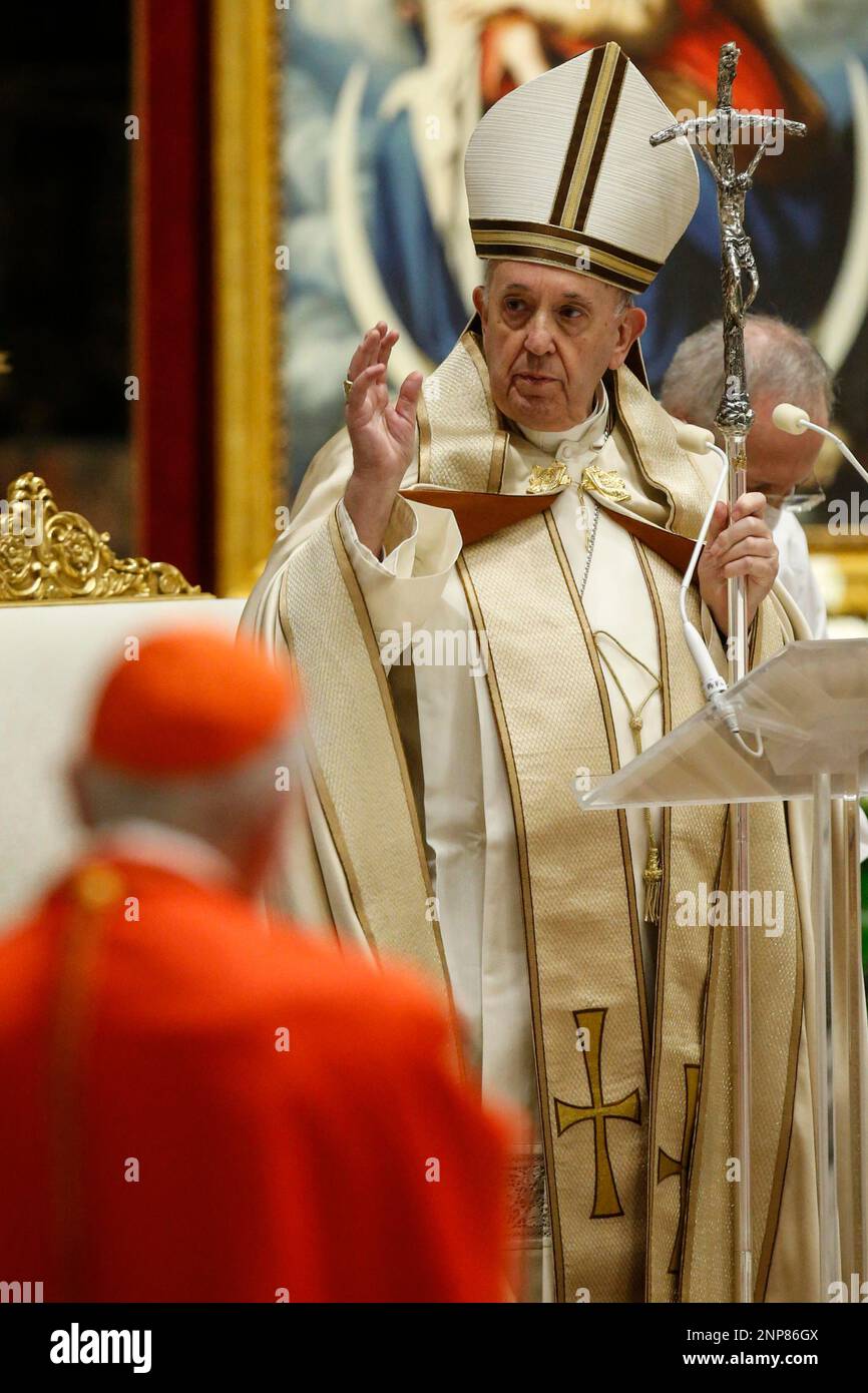 Pope Francis attends a consistory ceremony where 13 bishops were ...