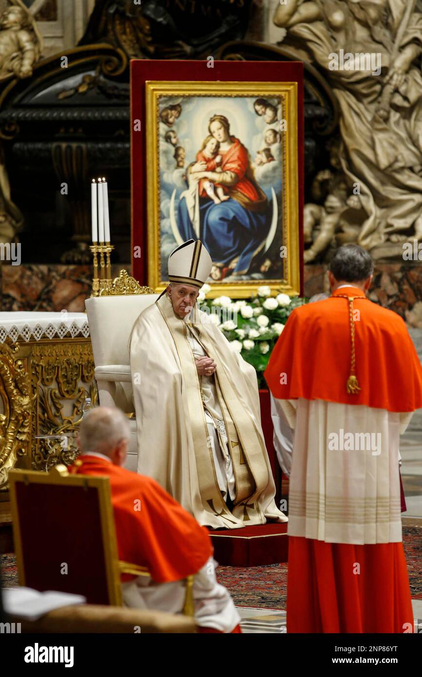Pope Francis attends a consistory ceremony where 13 bishops were ...