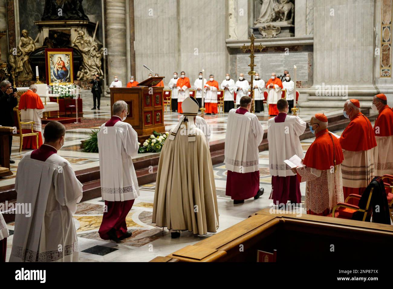 Pope Francis arrives for a consistory ceremony where 13 bishops were ...