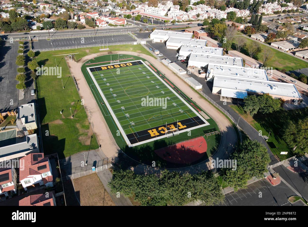 A general view of the track and football field on the Bosco Tech High ...