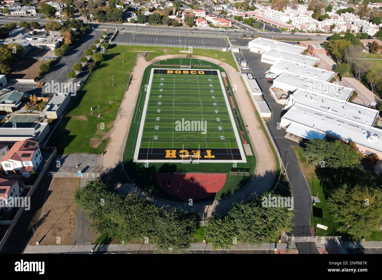 A general view of the track and football field on the Bosco Tech High ...