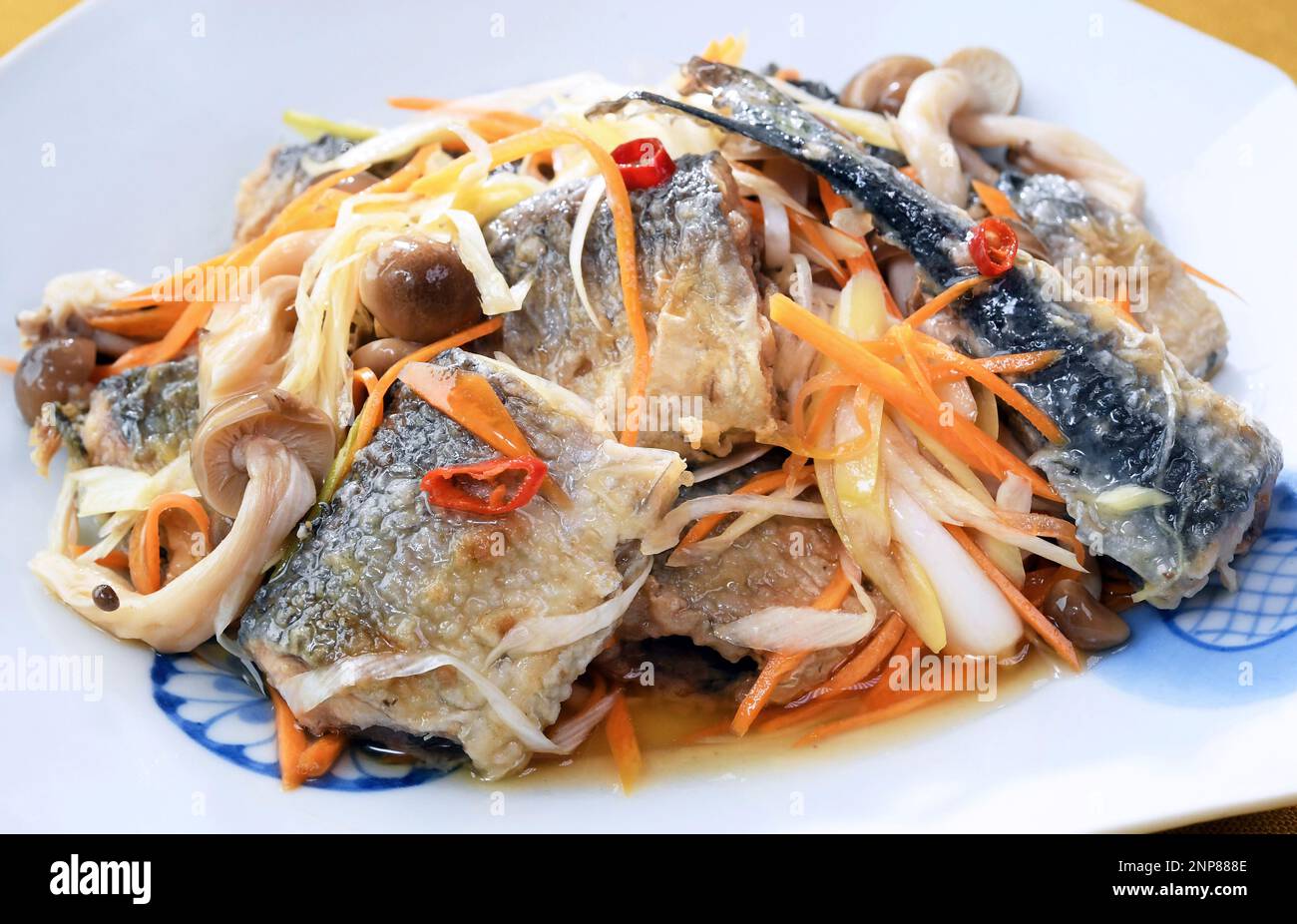 A picture taken on July 7, 2020 shows Nanban-zuke of sauries in Tokyo ...