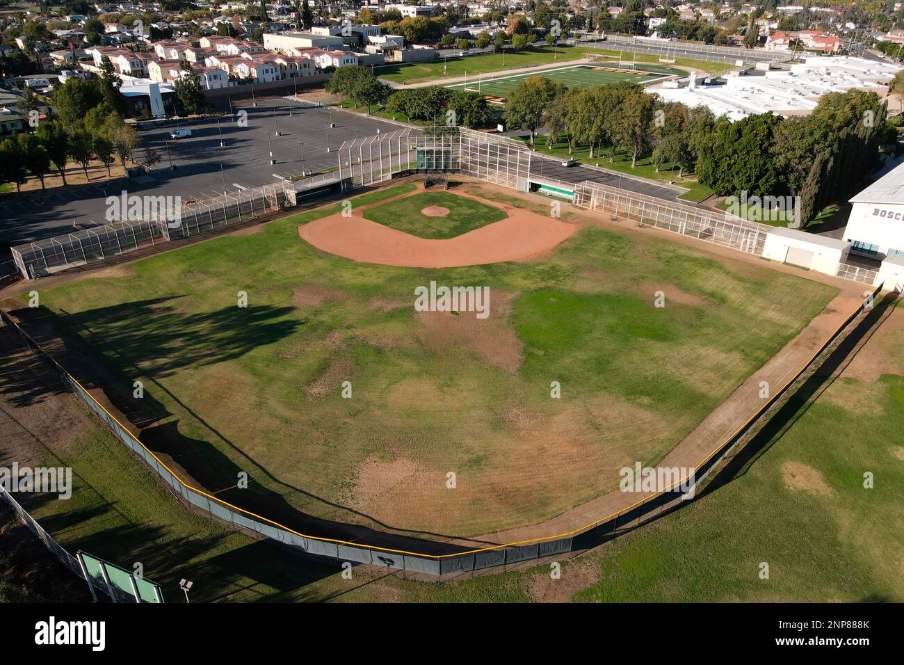 A general view of the baseball field on the Bosco Tech High School ...