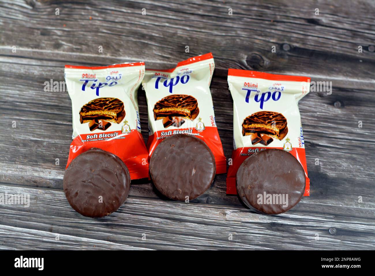 Cairo, Egypt, February 10 2023: El Shamadan Tipo Biscuits filled and ...