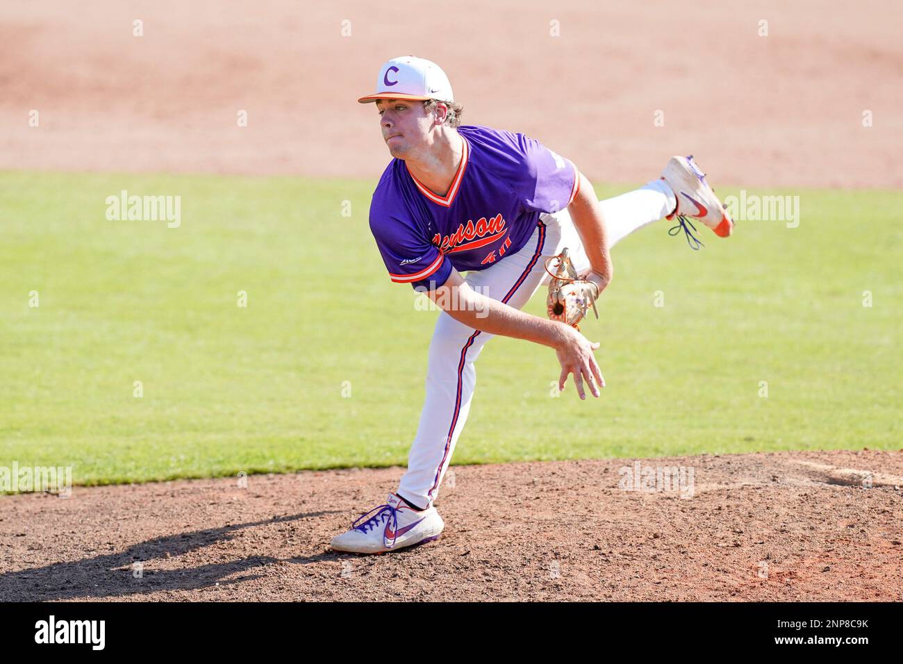 Brett Percival (40) of the Clemson Tigers delivers a pitch in a fall ...