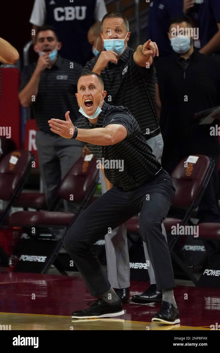 Cal Baptist Knights head coach Rick Croy reacts during an NCAA ...