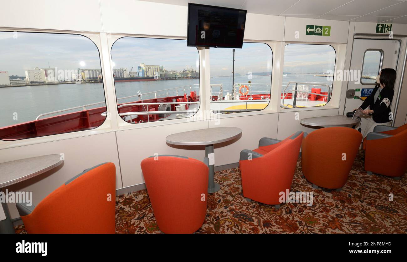JR Kyushu's high-speed boat Queen Beatle is unveiled at Hakata Port in ...