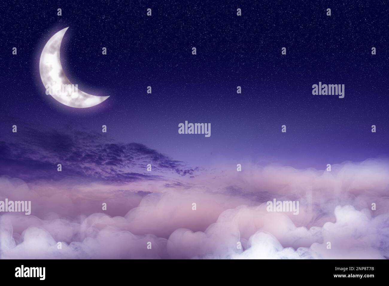 Crescent moon on the night Stock Photo - Alamy