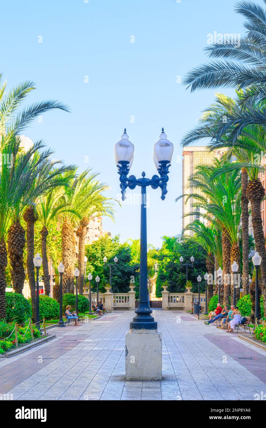 Alicante, Spain - July 10, 2022: Street lapm in the walkway in the ...