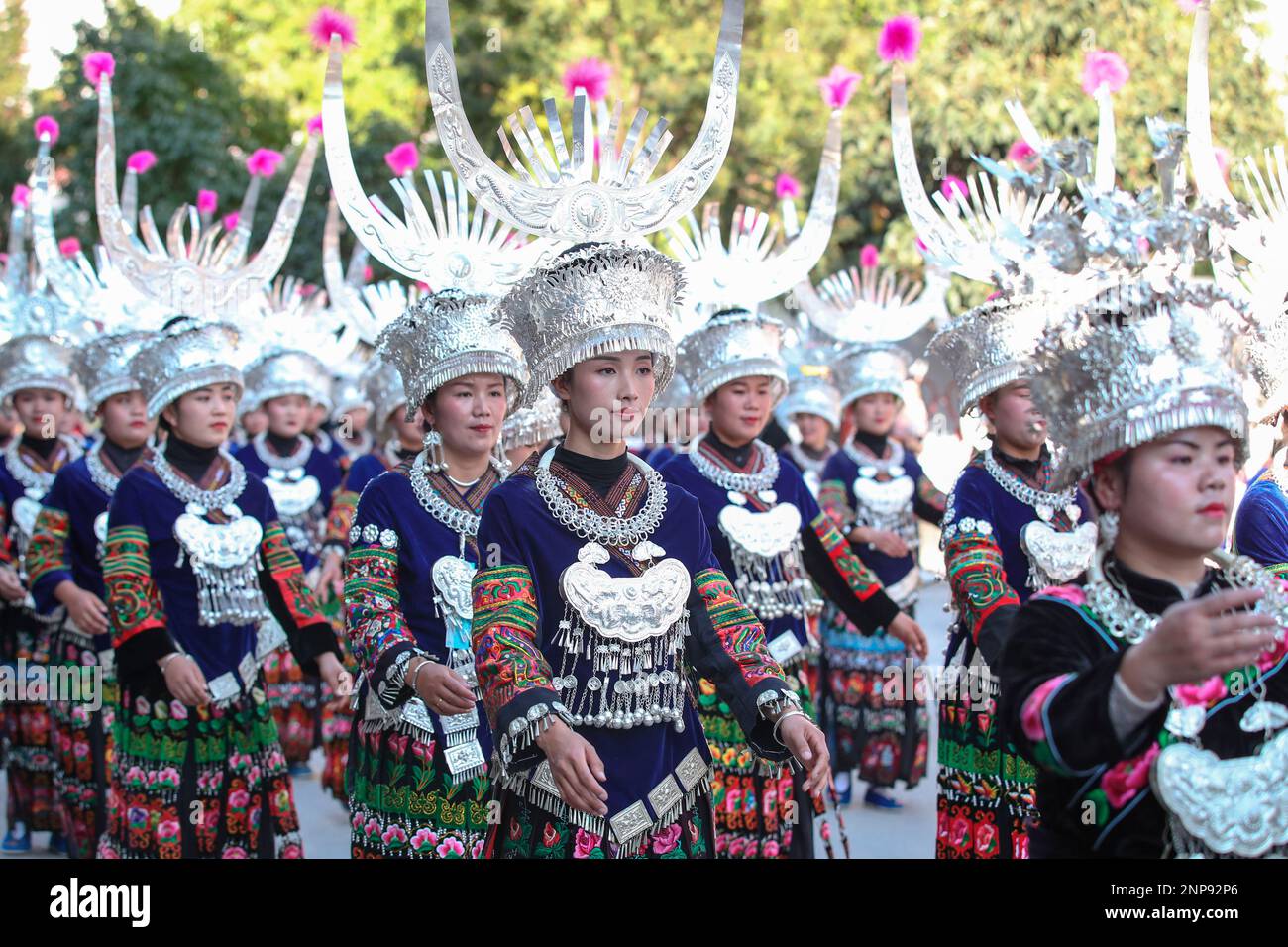 The Miao people and Dong people are dancing at the 2020 Miao New Year ...