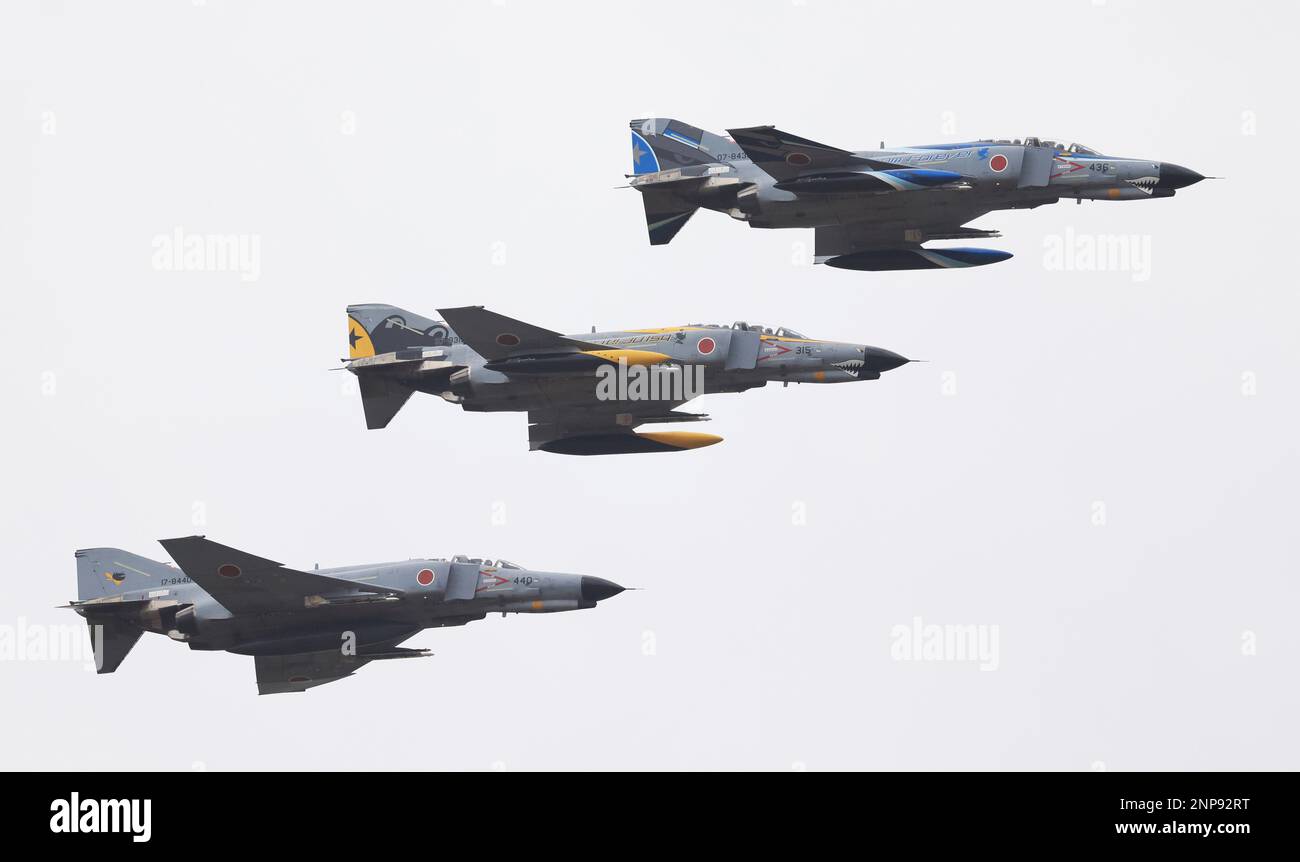 The McDonnell Douglas F-4 Phantom II take part in a flight training of ...