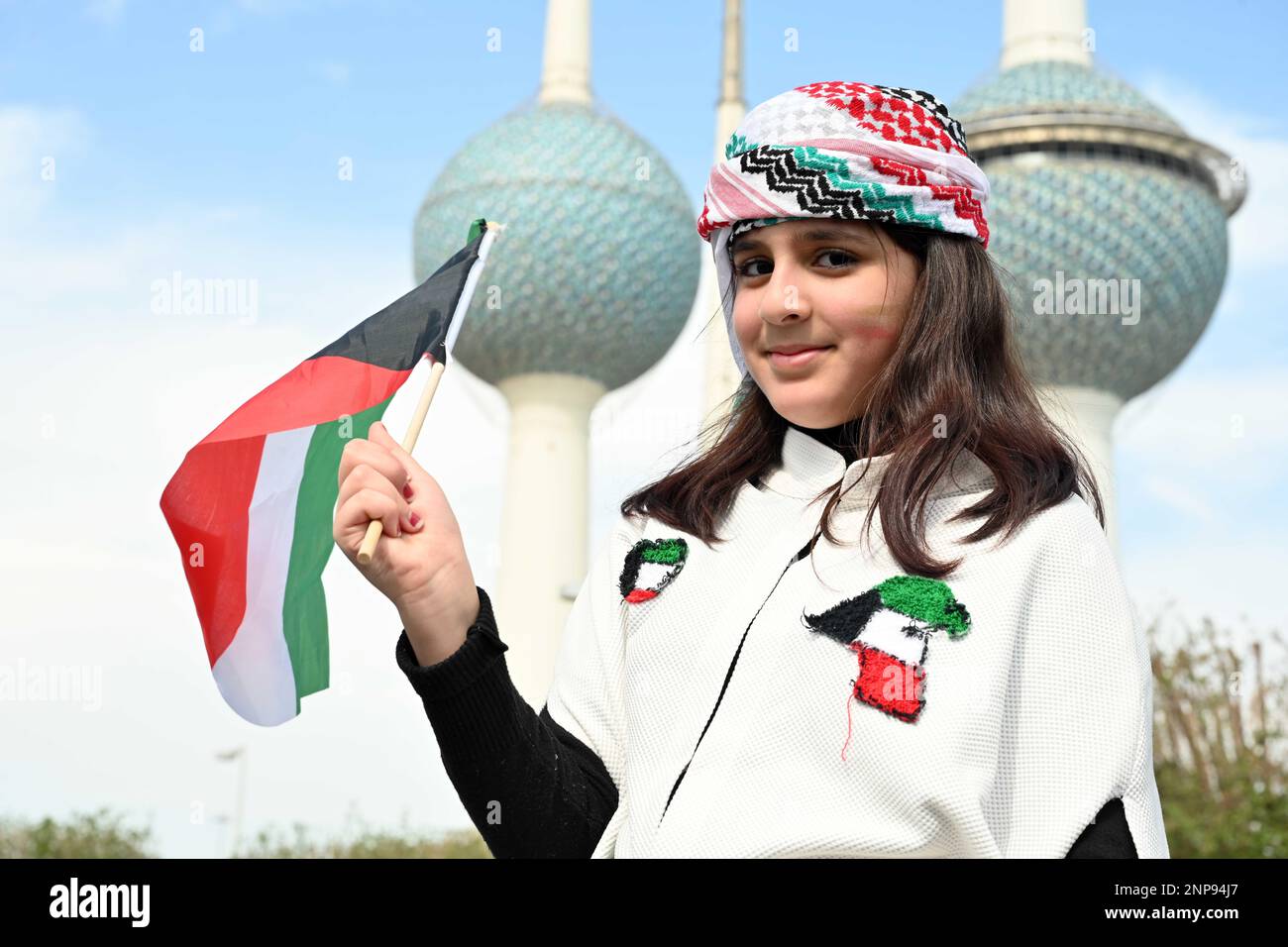 Kuwait City, Kuwait. 25th Feb, 2023. A girl poses for photos while ...