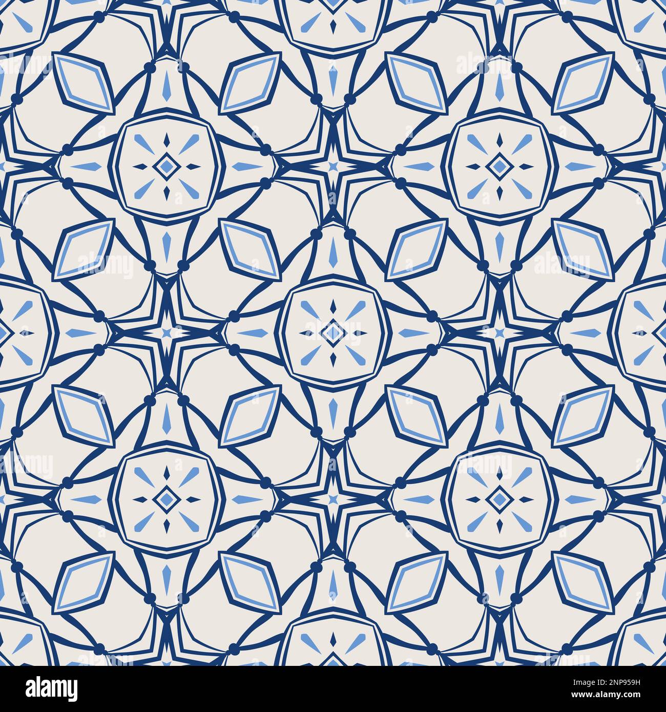 Vintage tile pattern. Seamless blue and white background with flower ...
