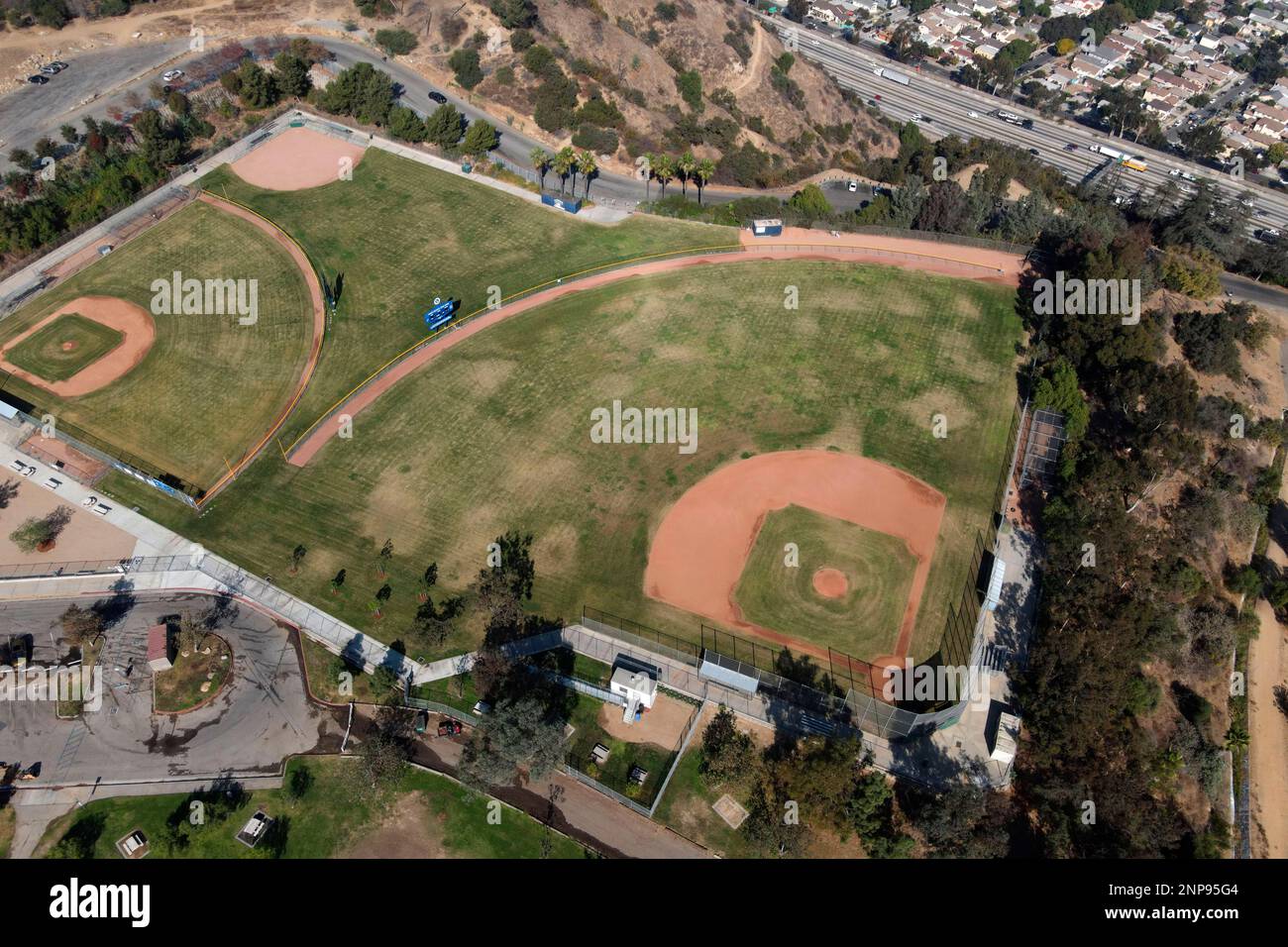 A general view of Los Angeles Dodgers Dreamfield baseball diamonds at ...