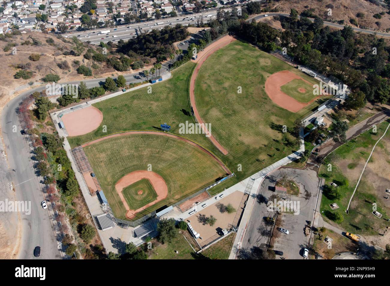 A general view of Los Angeles Dodgers Dreamfield baseball diamonds at ...