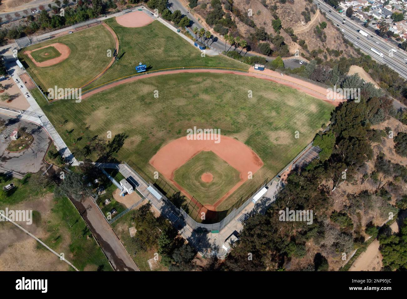 A general view of Los Angeles Dodgers Dreamfield baseball diamonds at ...