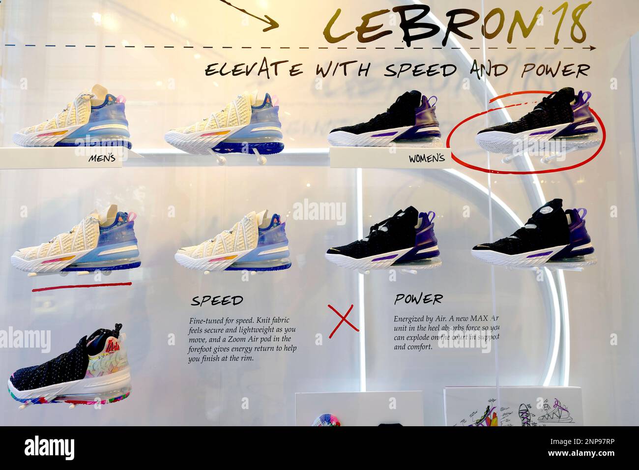 A display for the Nike LeBron 18 basketball shoe at The Grove, Monday ...
